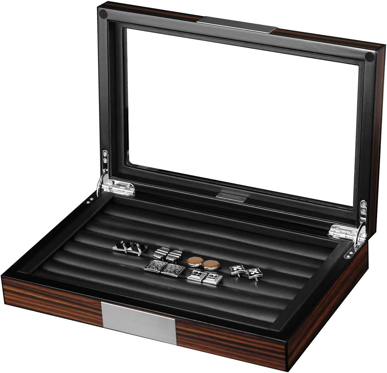 Red Barrel Studio® Wood Cufflink Box with Glass Window Cufflink Display ...