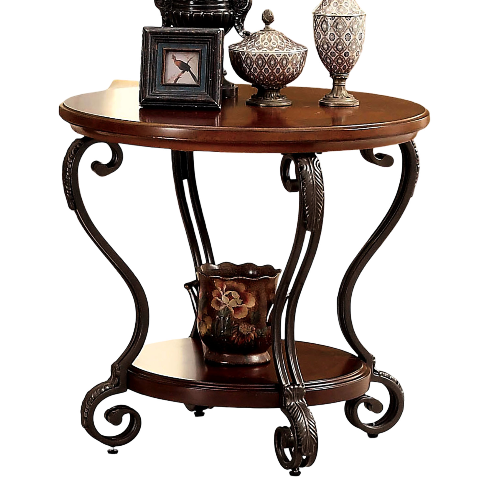 Latitude Run® End Table In Brown Cherry With Traditional Ornate Touch ...