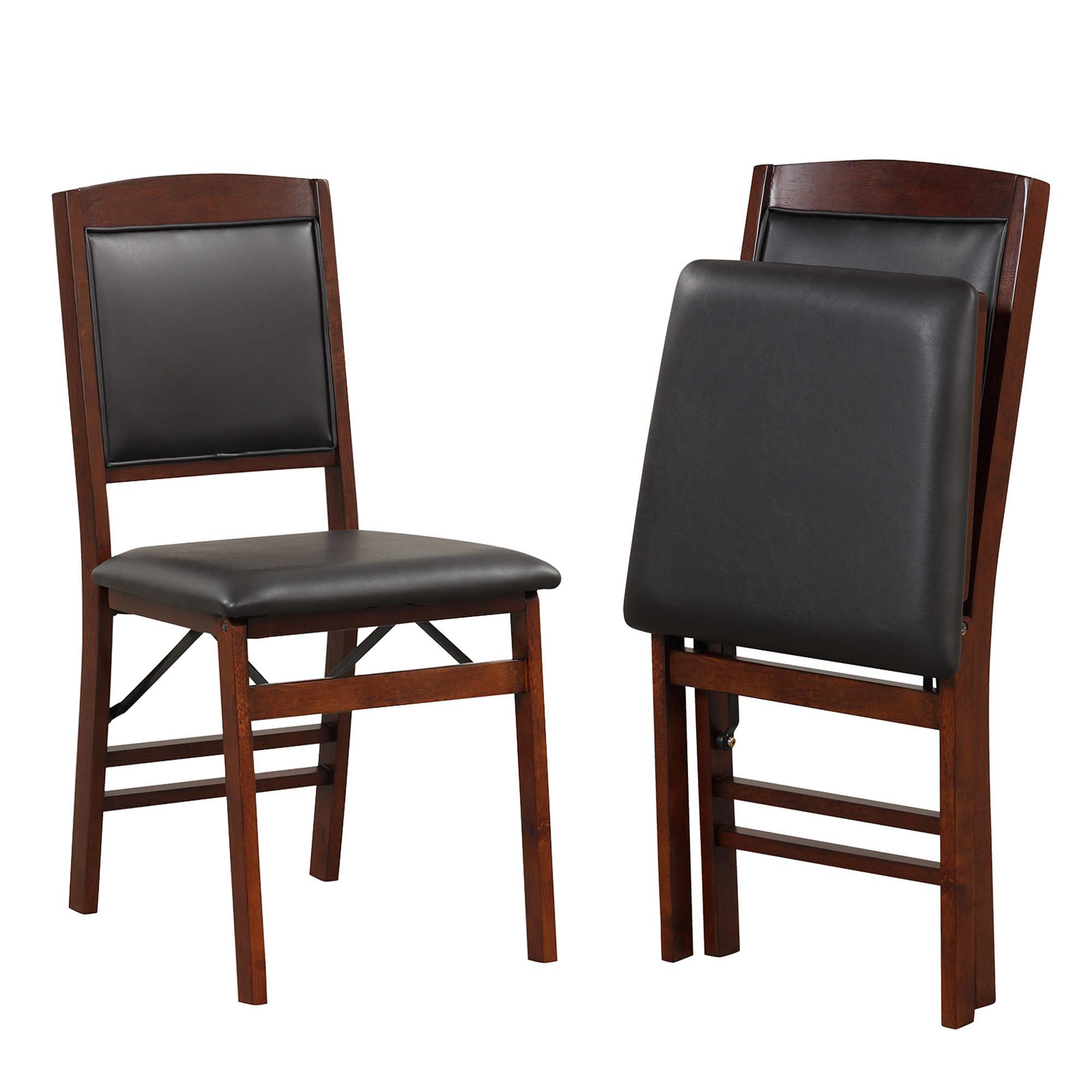 Lark Manor Aral PU Leather Padded Folding Dining Chairs Folding Chair ...