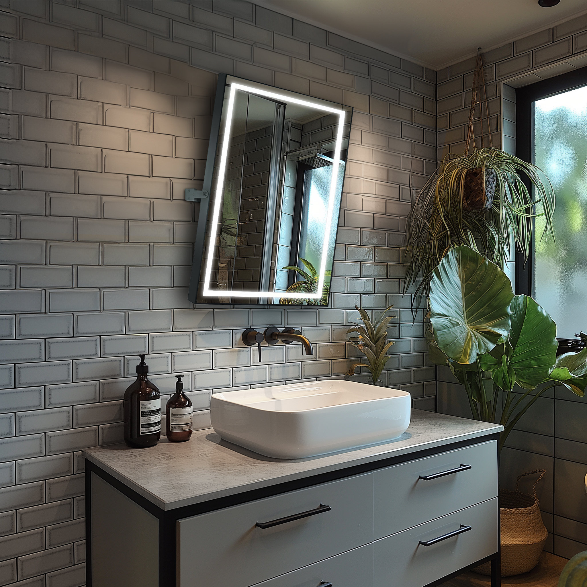 Ivy Bronx Martens Modern & Contemporary Pivoting LED Lighted Bathroom ...