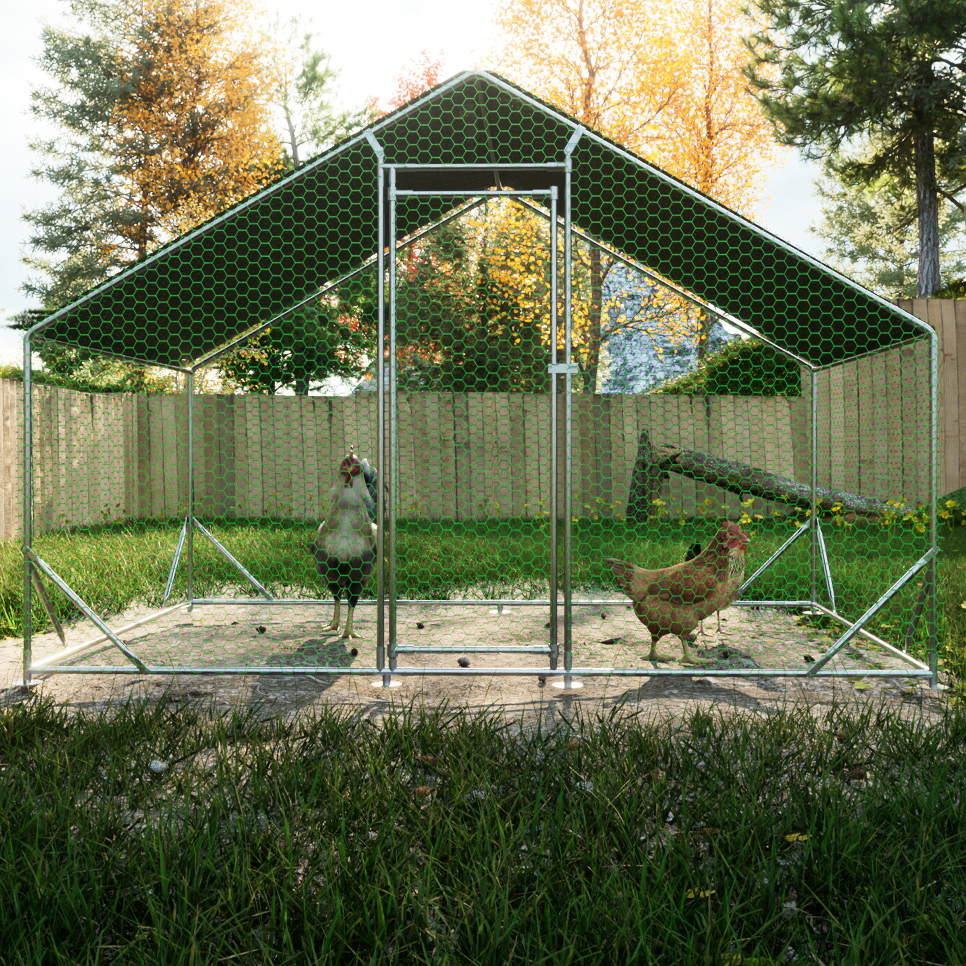 Tucker Murphy Pet™ Metal Poultry Cage - Walk-In Run With Galvanized ...