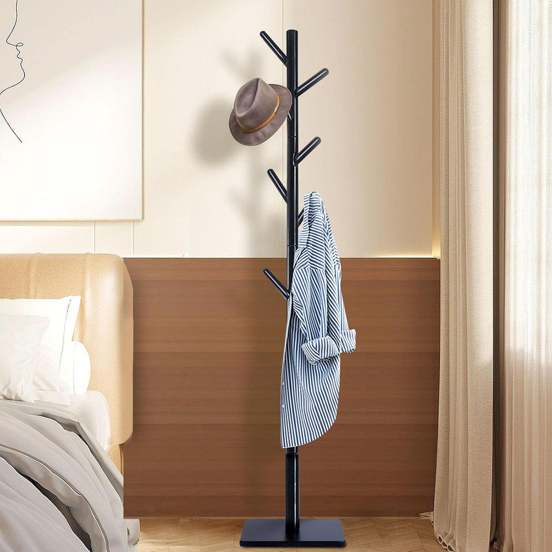 George Oliver Sturdy Wooden Coat Tree with 12 Hooks | Wayfair