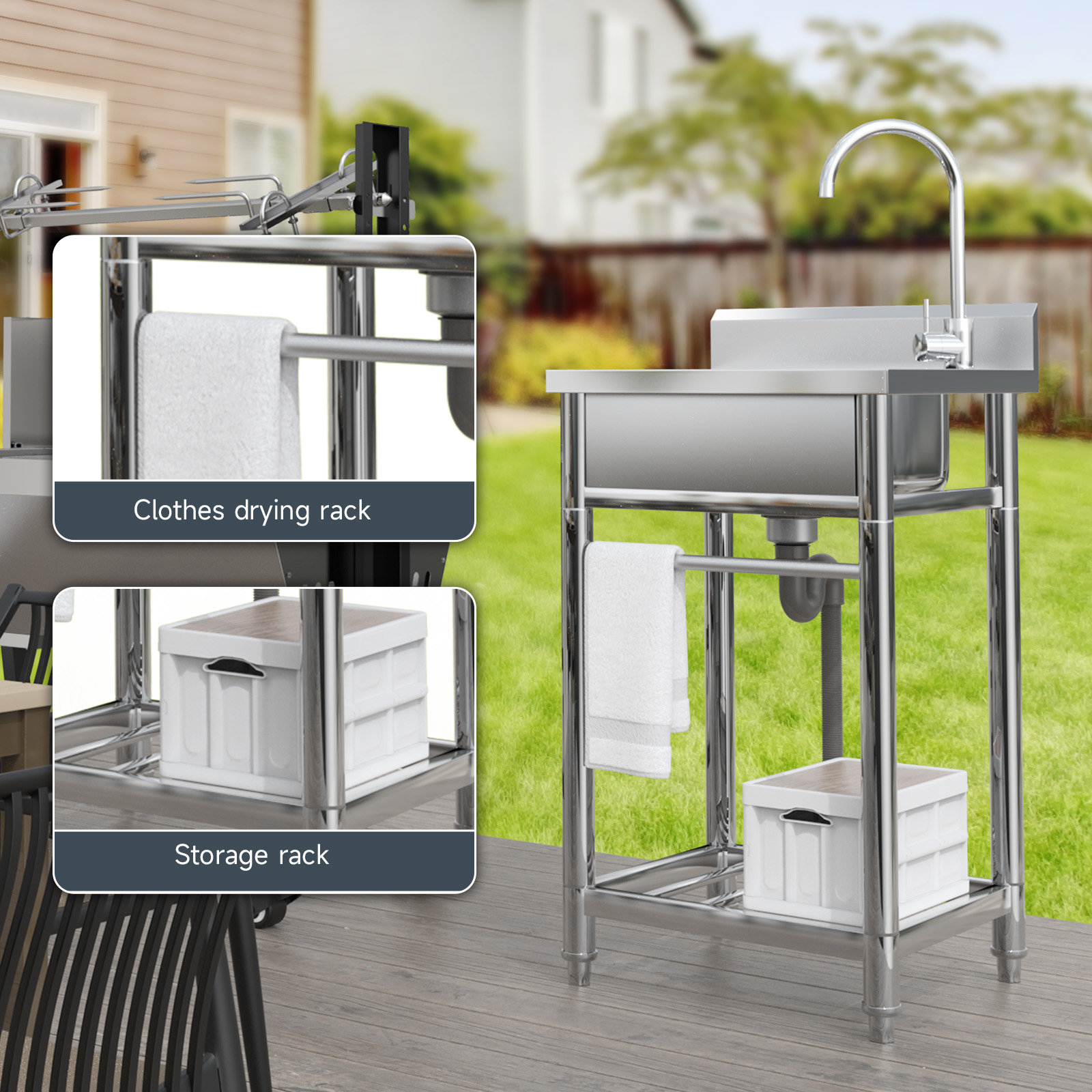 Domccy® 21.6'' L x 19.6'' W Silver Laundry Sink with Faucet & Reviews ...