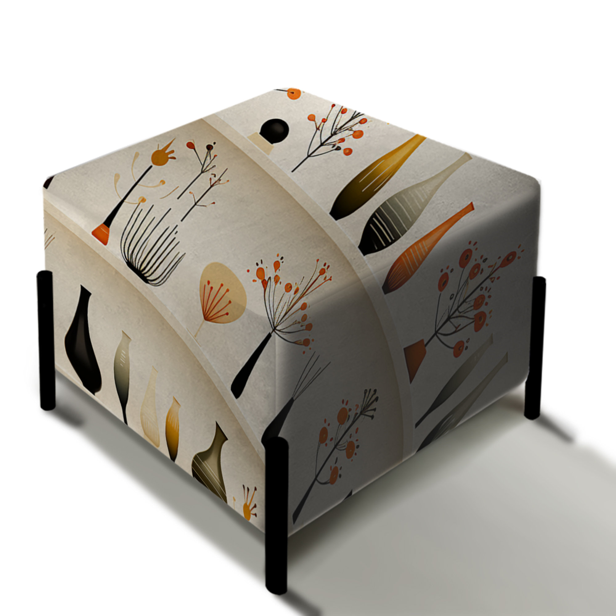 Design Art Danish Modern Sophistication II - Midcentury Square Ottoman ...