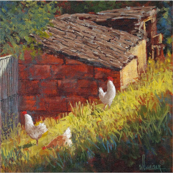 Rosalind Wheeler Chickens by Sharon Weiser - Wrapped Canvas Graphic Art ...