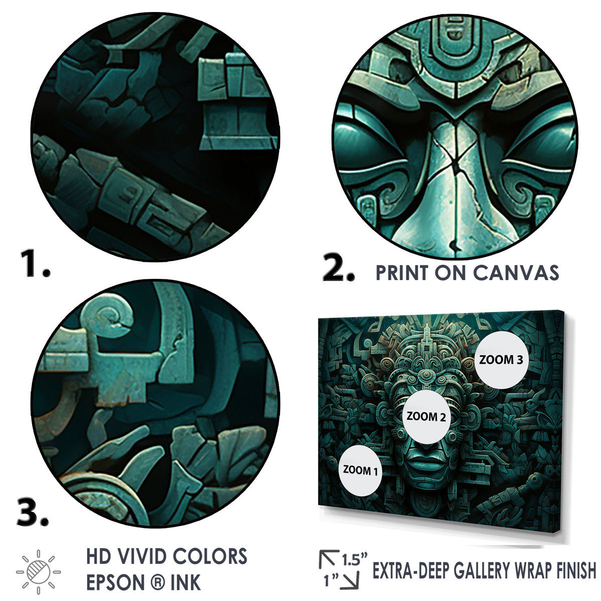 Design Art Mayan Magic Aztec Mask - Mexican Wall Art Living Room | Wayfair