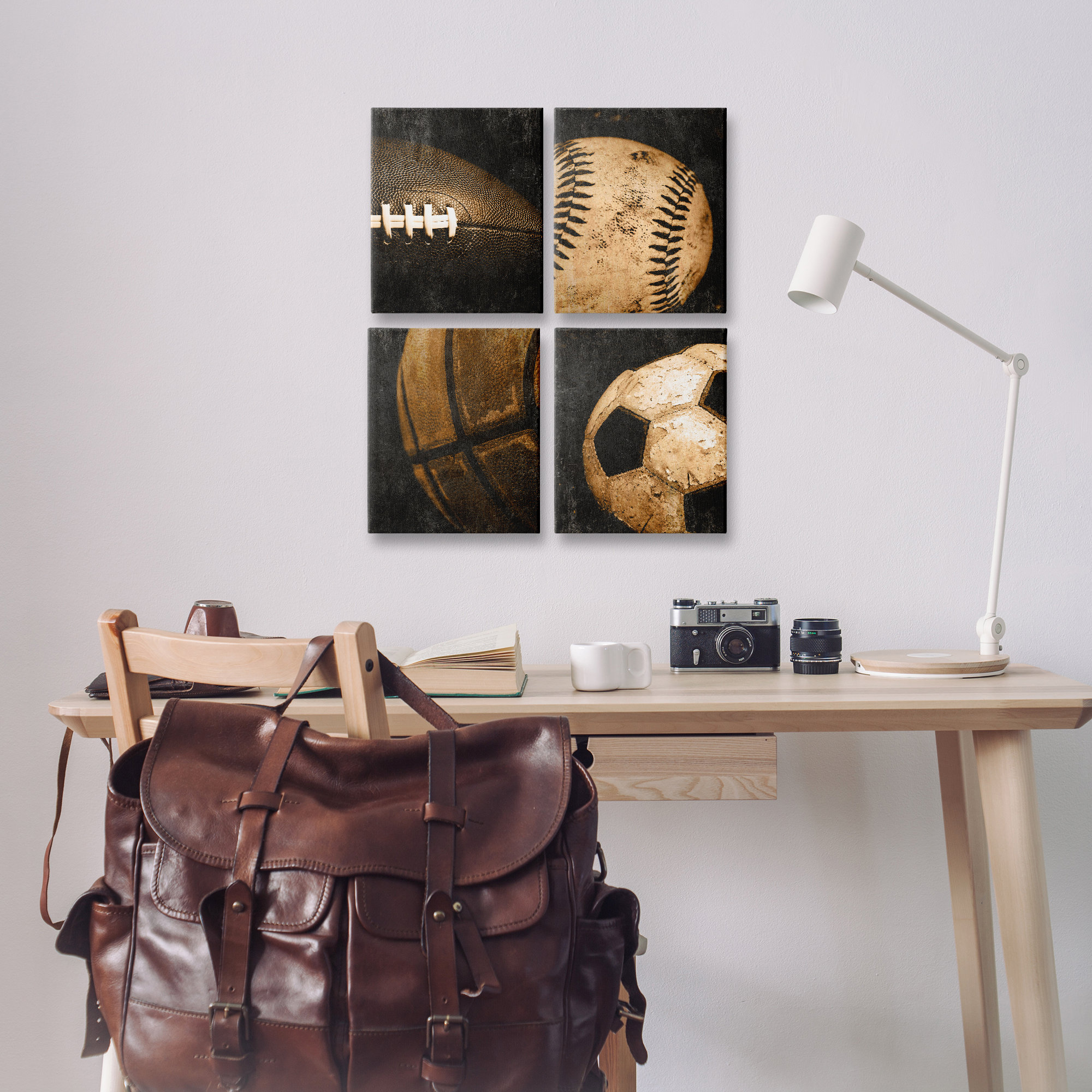 Dovecove Distressed Vintage Sports Balls 4pc Canvas Set, design by Kim ...