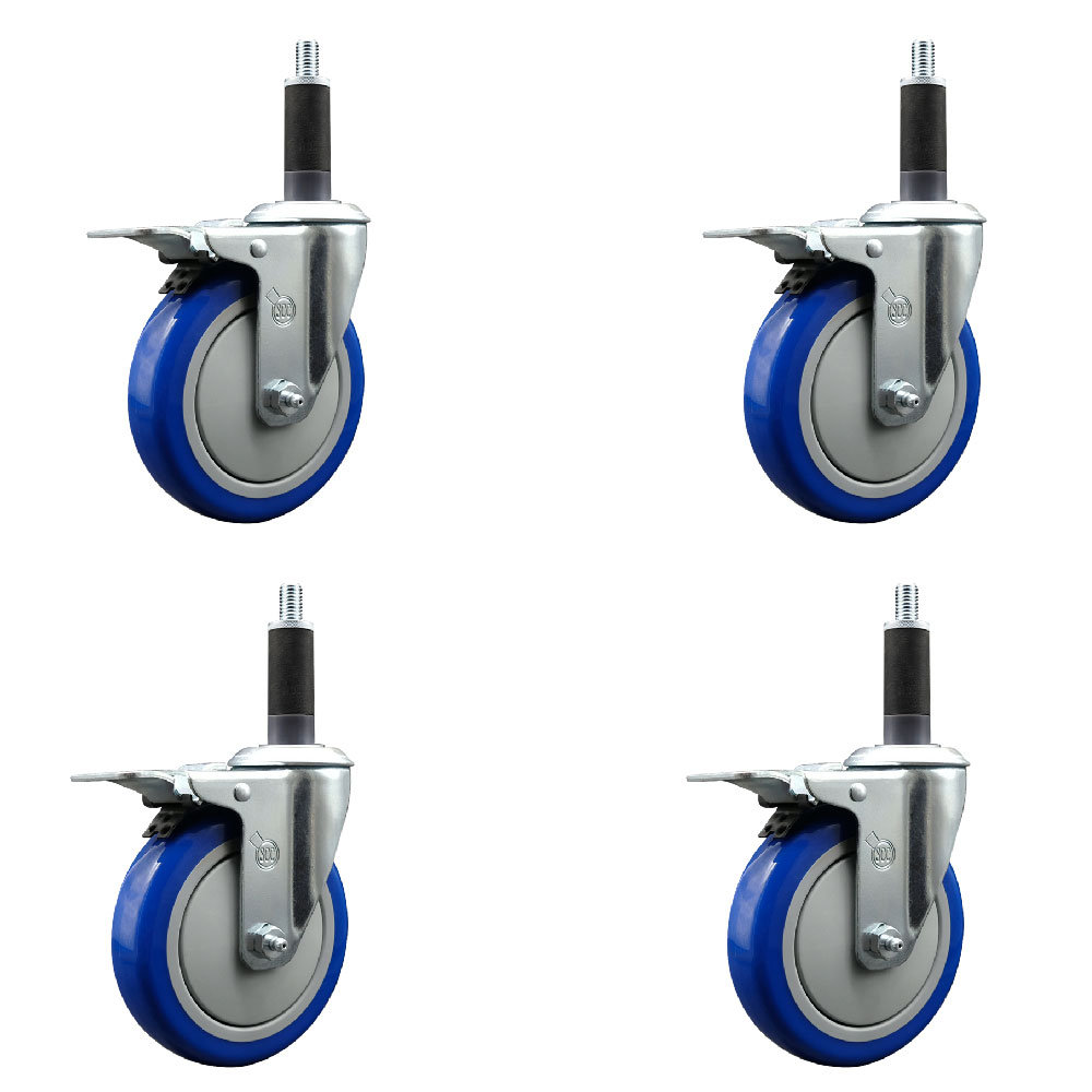 Service Caster 5 Inch Poly Swivel 1 Inch Expanding Stem Caster Set ...