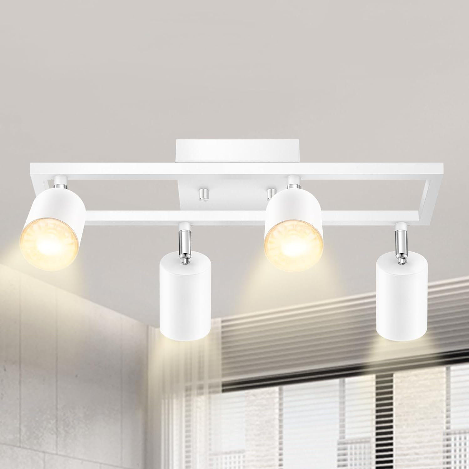BONLOD 4 Light Track Lighting Fixtures Ceiling Matte White LED Track ...