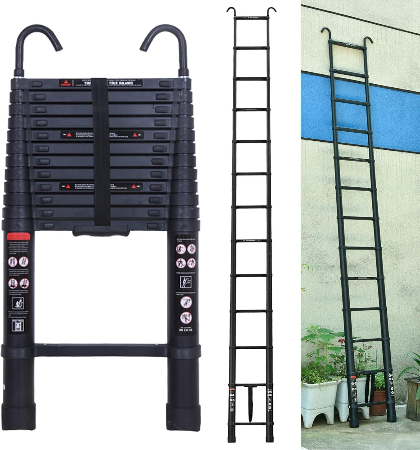 WFX Utility™ 12.5Ft Telescoping Telescopic Extension Ladder Aluminum ...