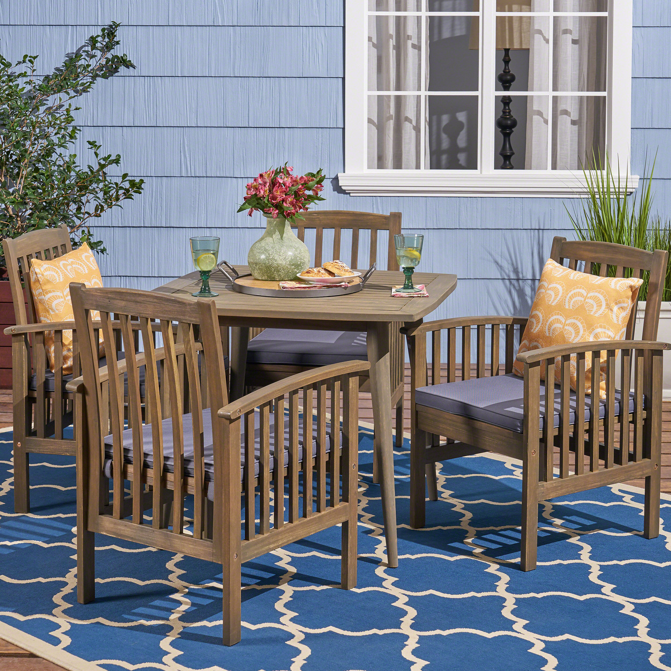 Beachcrest Home™ Tinnin 5 Piece Dining Set with Cushions | Wayfair