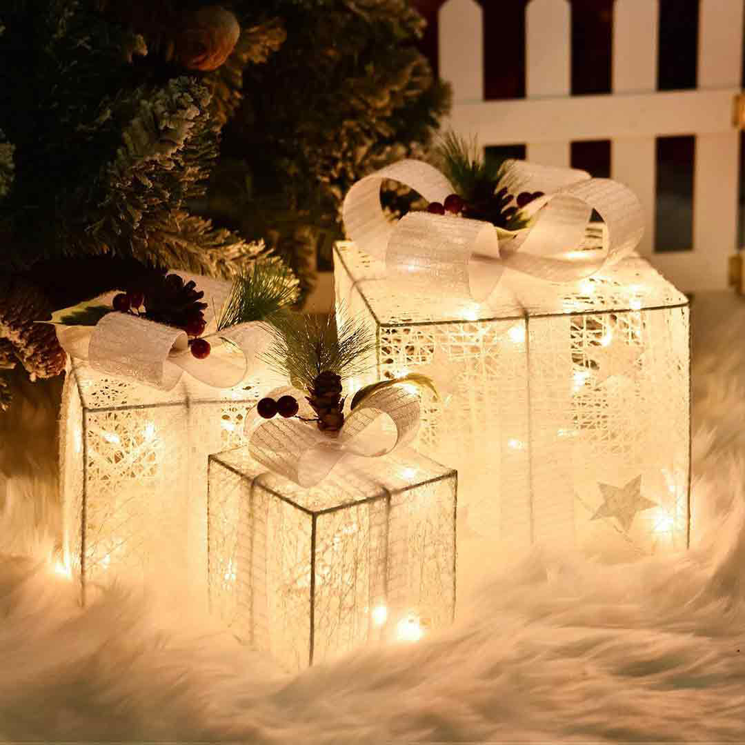 The Holiday Aisle® Light Up Gift Boxes, Light Up Xmas Boxes With ...