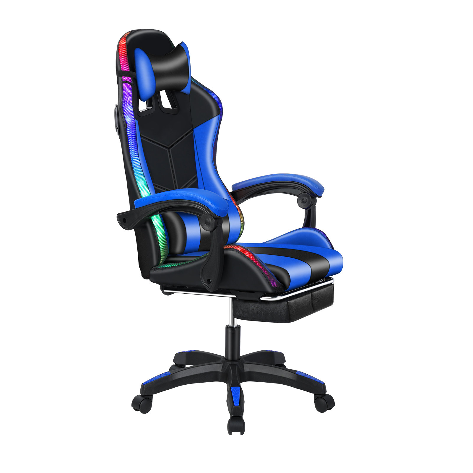 Inbox Zero Gaming Chair with Bluetooth-compatible Speakers and RGB LED ...