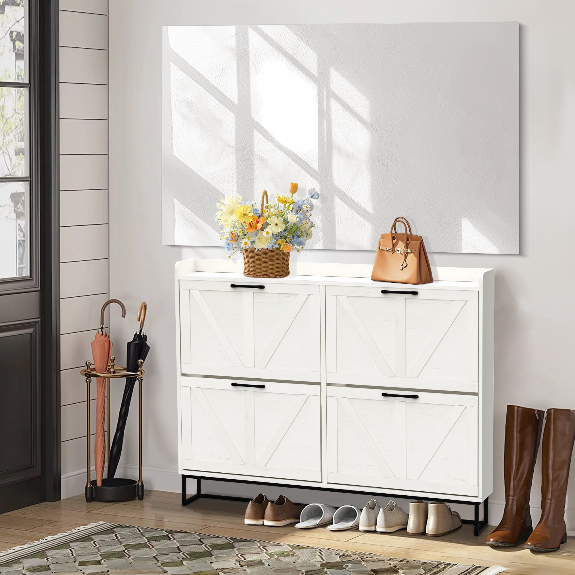 Gracie Oaks Kayliani 20-30 Pair Flip Drawers Shoe Storage Cabinet ...