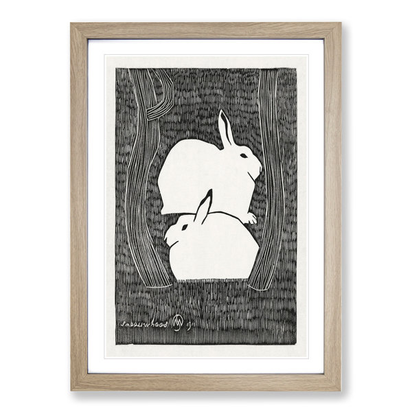 East Urban Home Two Snow Hares by Samuel De Mesquita - Picture Frame ...