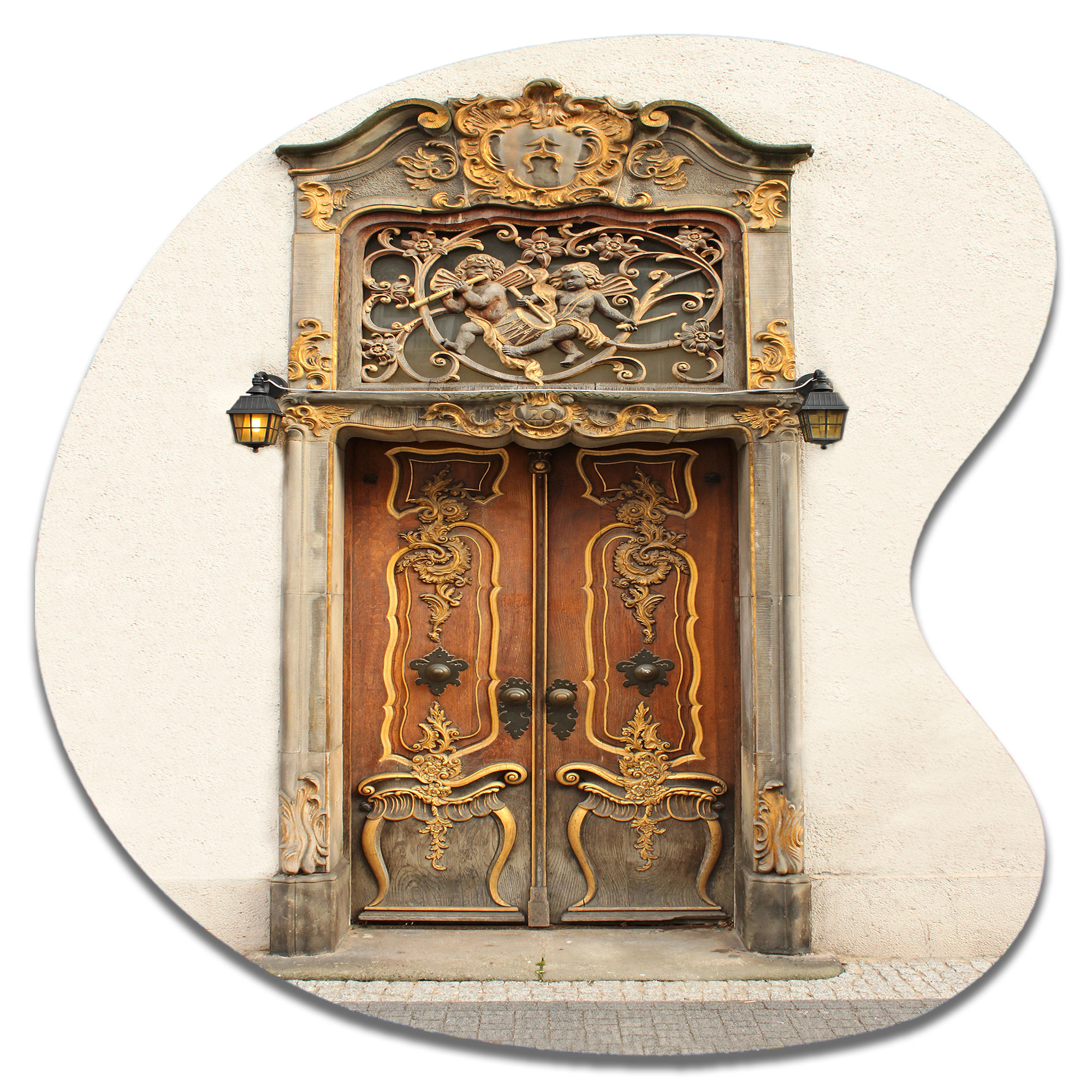 Lark Manor™ Old Door With Gold Ornaments - Vintage Premium Metal Art In ...