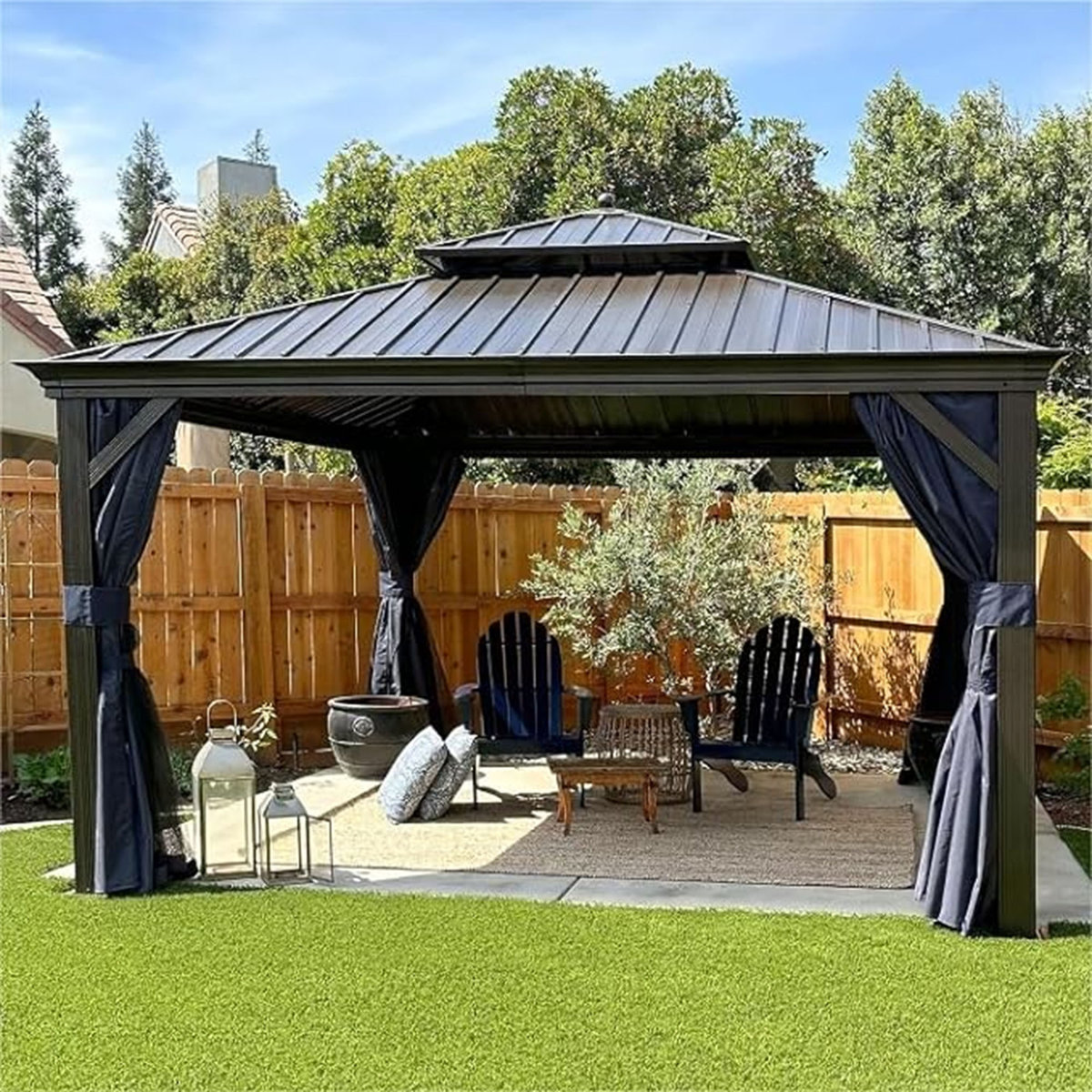 Purple Leaf Hardtop Gazebo 12' X 12' Aluminum Gazebo With Double Roof ...