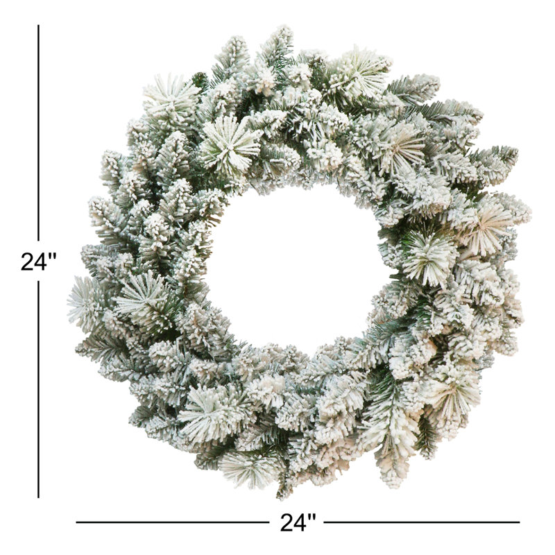 The Holiday Aisle® Flocked Spruce 24" Polyester Wreath & Reviews | Wayfair