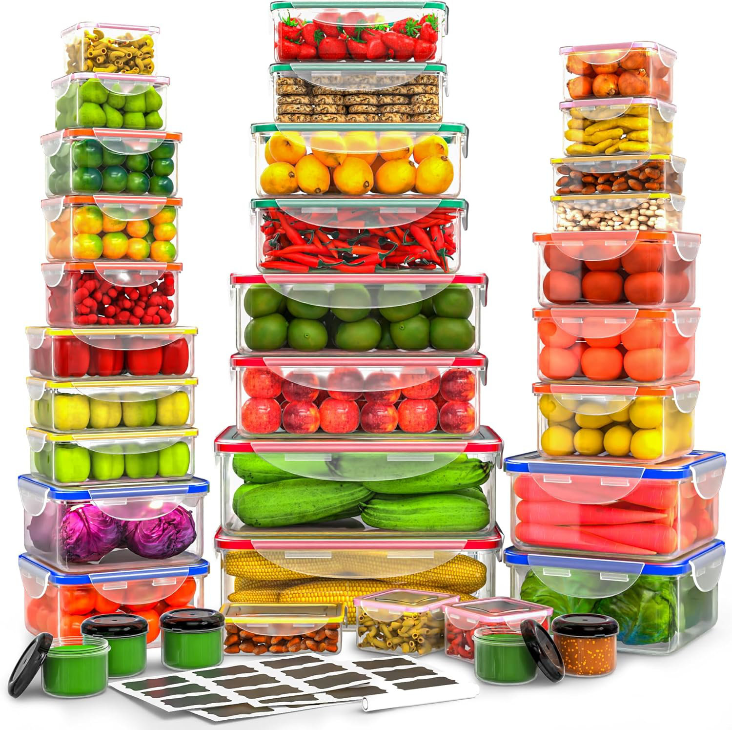 Prep & Savour 70 Large Food Storage Containers With LIDS -85 Oz To ...