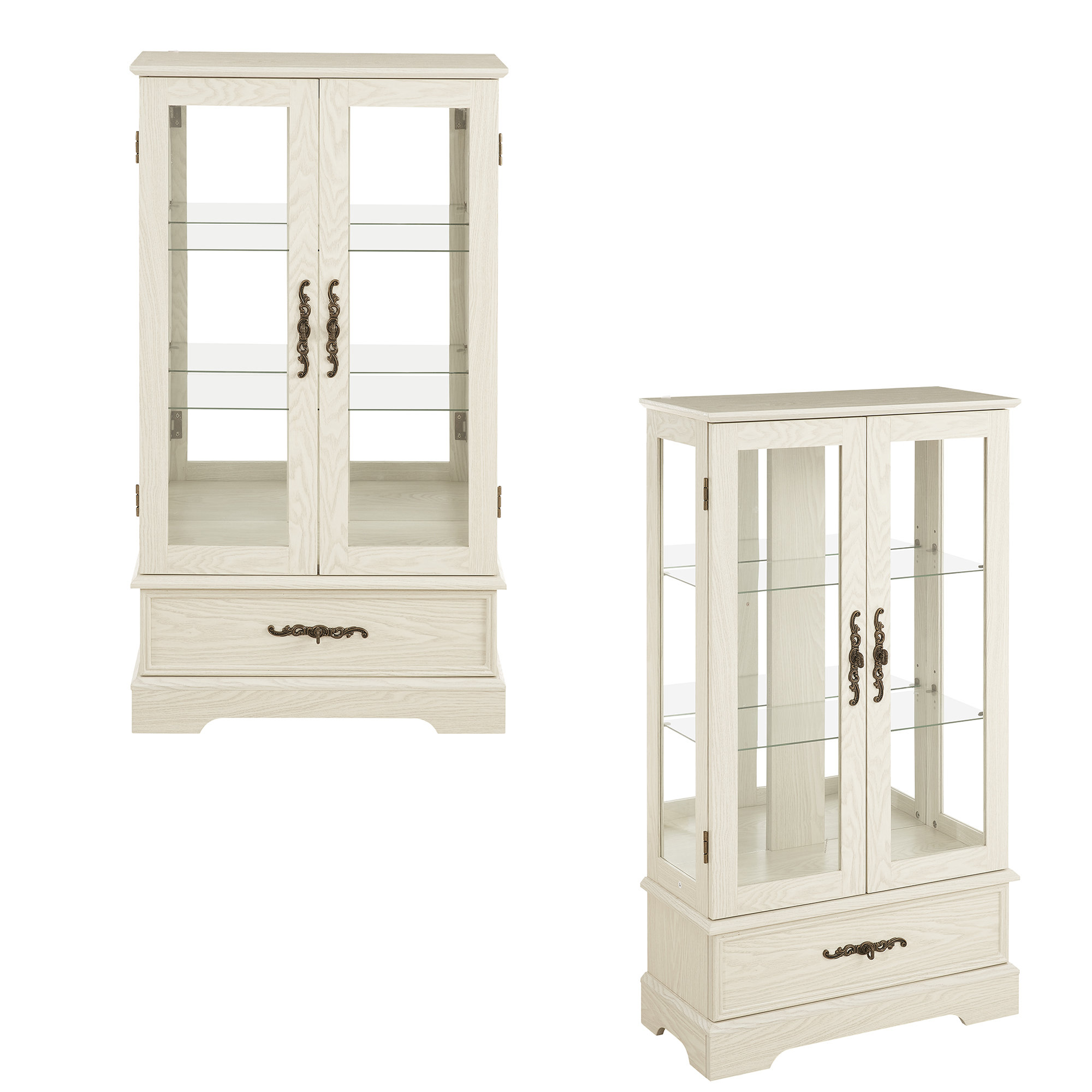 Best Robe Ever Vintage Lighted Glass Cabinet With Storage Drawer, Curio ...