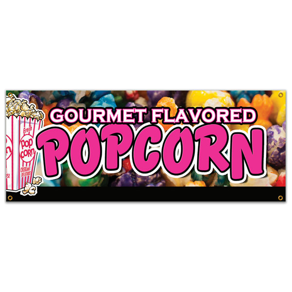 SignMission GOURMET FLAVORED POPCORN BANNER SIGN Flavouring Flavour ...