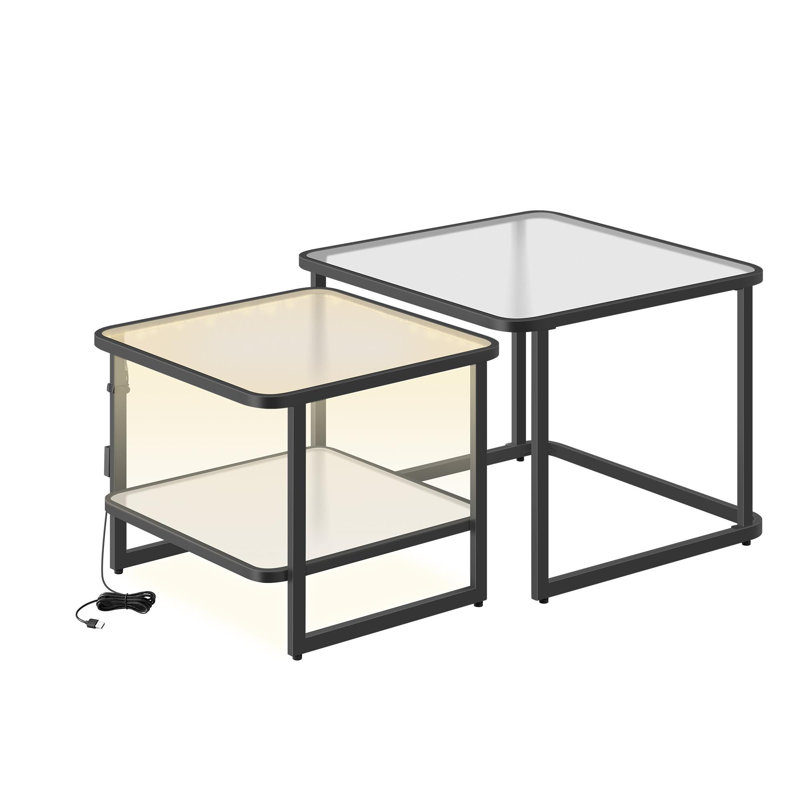 Ebern Designs Nesting Square Tables with LED Lights | Wayfair