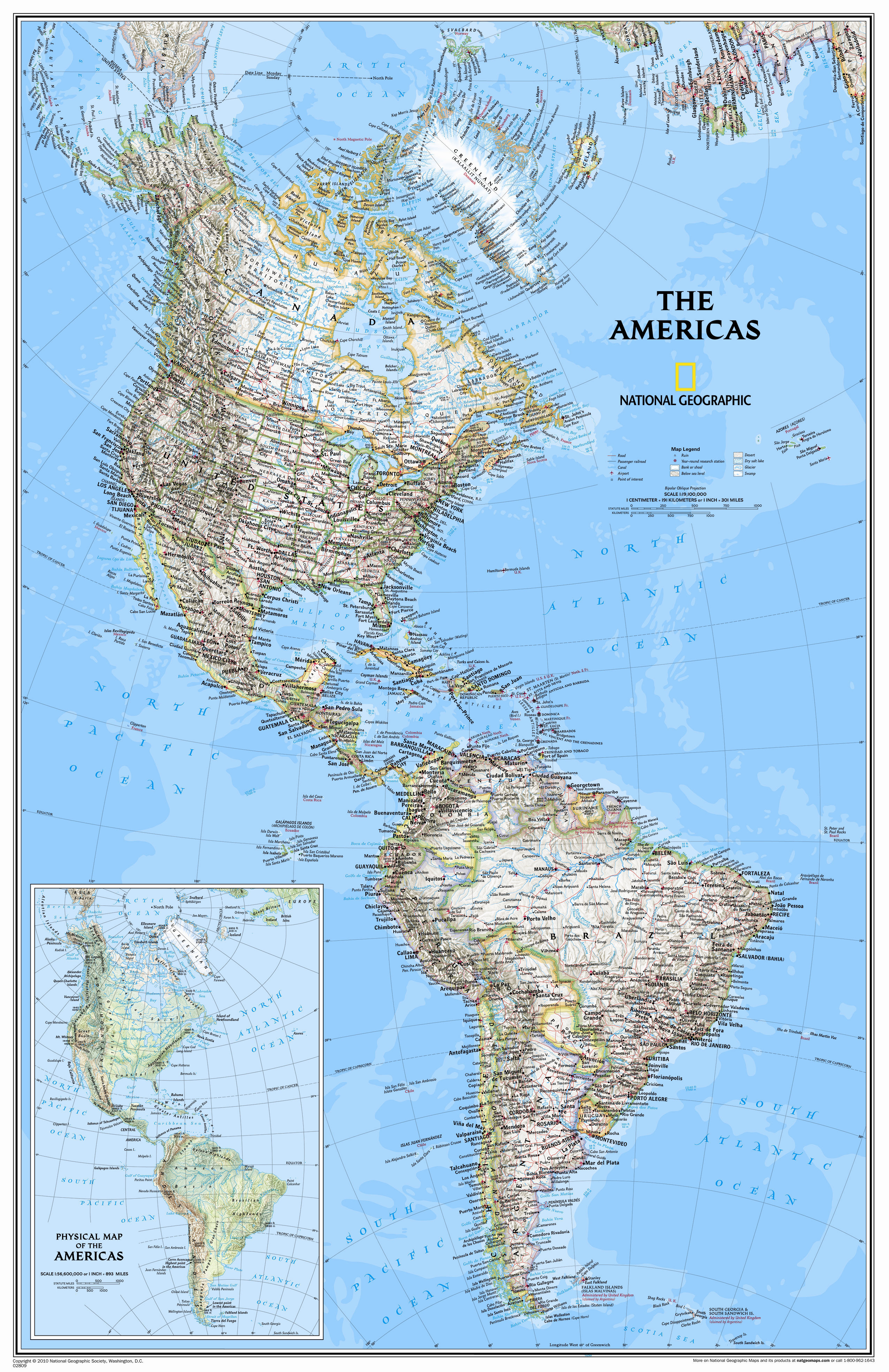 National Geographic Maps The Americas Classic Wall Map | Wayfair