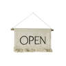 Foreside Home & Garden Tasseled Open or Closed Sign White Cotton & Wood ...