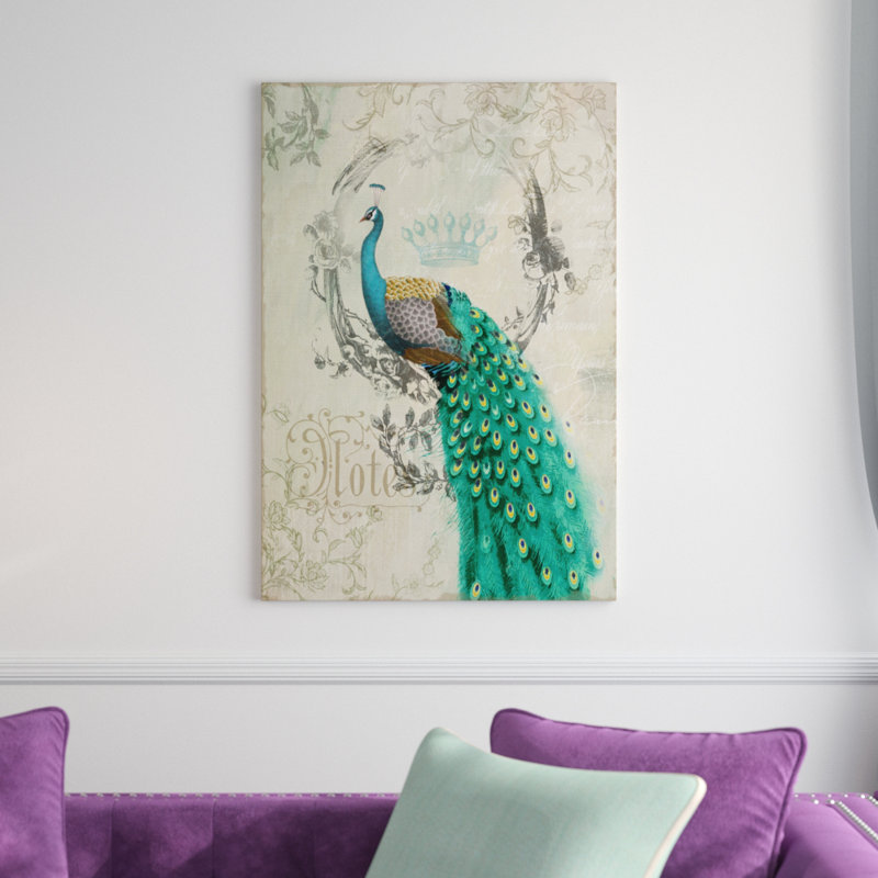 House of Hampton® Peacock Poise Graphic Art on Wrapped Canvas & Reviews ...