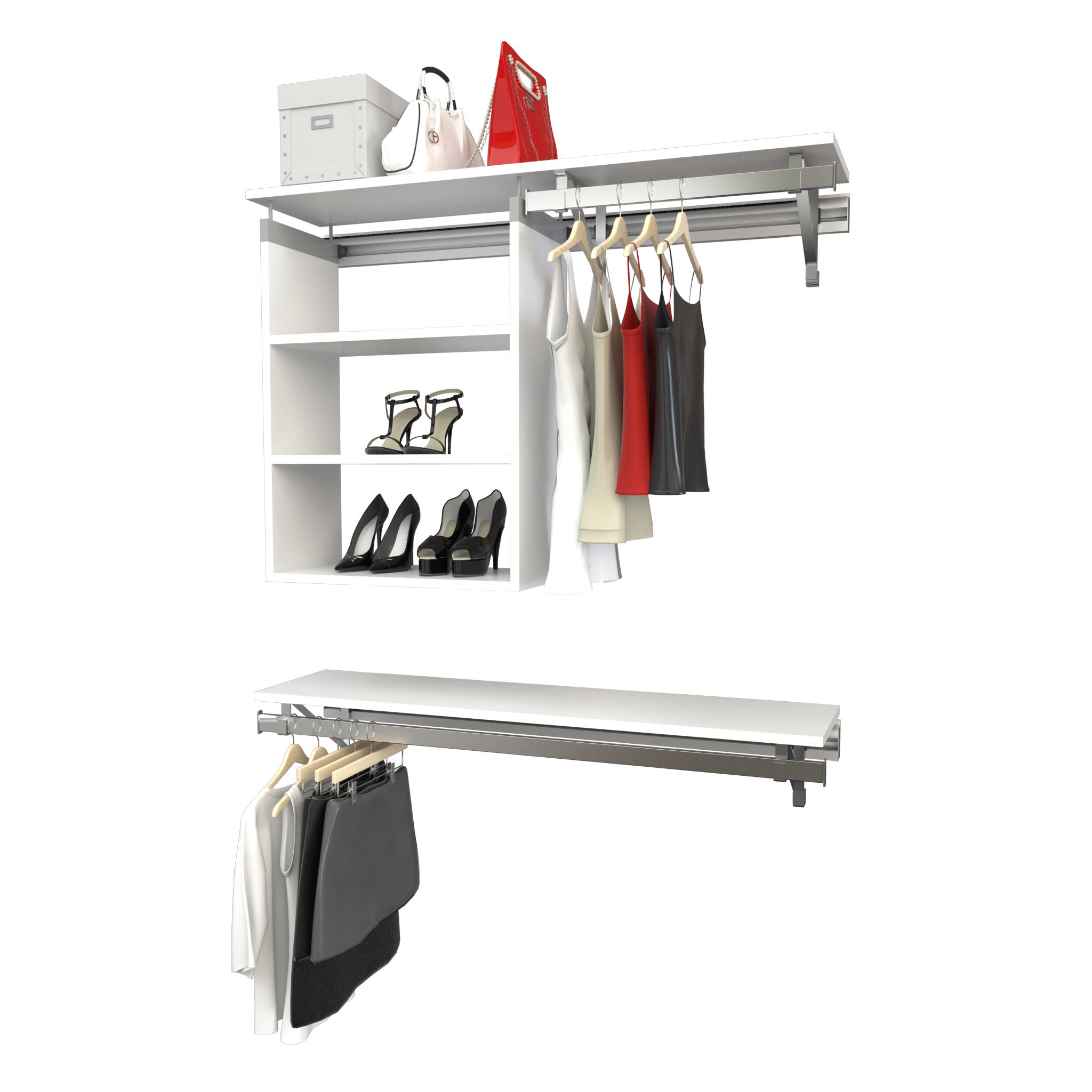 Arrange a Space Double Shelf-Hang Closet Shelf with Adjustable 3 Shelf ...