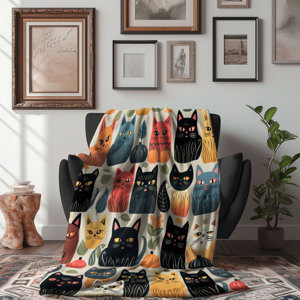 MentionedYou Halloween Cat Parade - 1 Piece Premium Sherpa Blanket ...