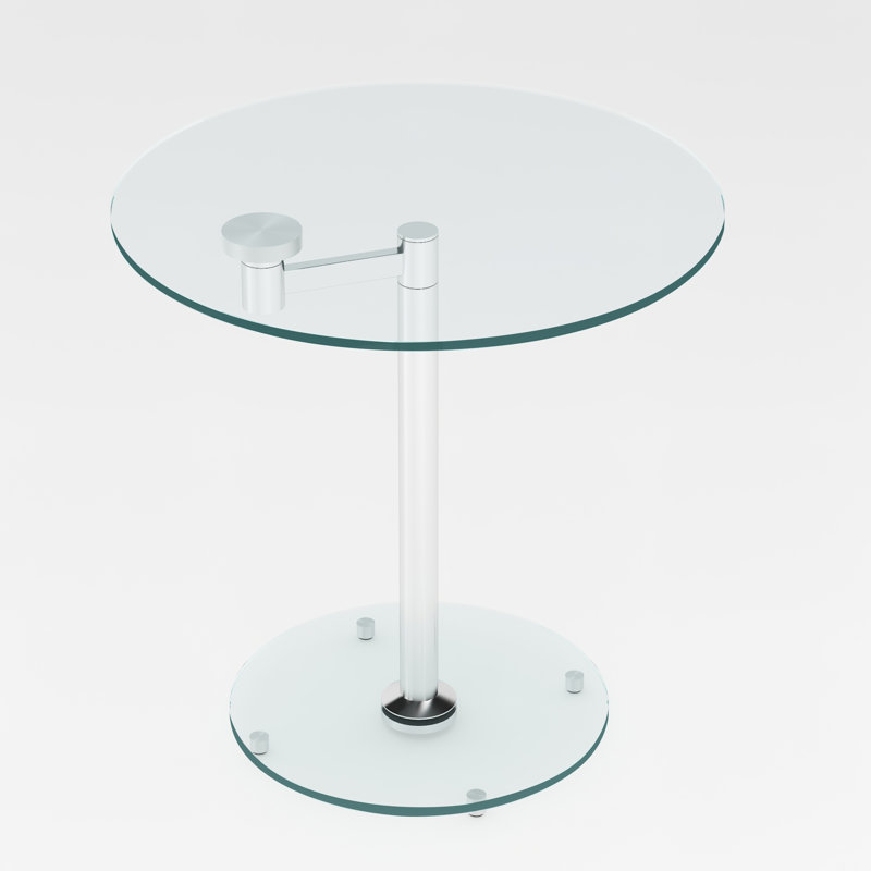 Orren Ellis Daivelis 24" Rotating Round Glass Lamp Table w/ Steel Base ...