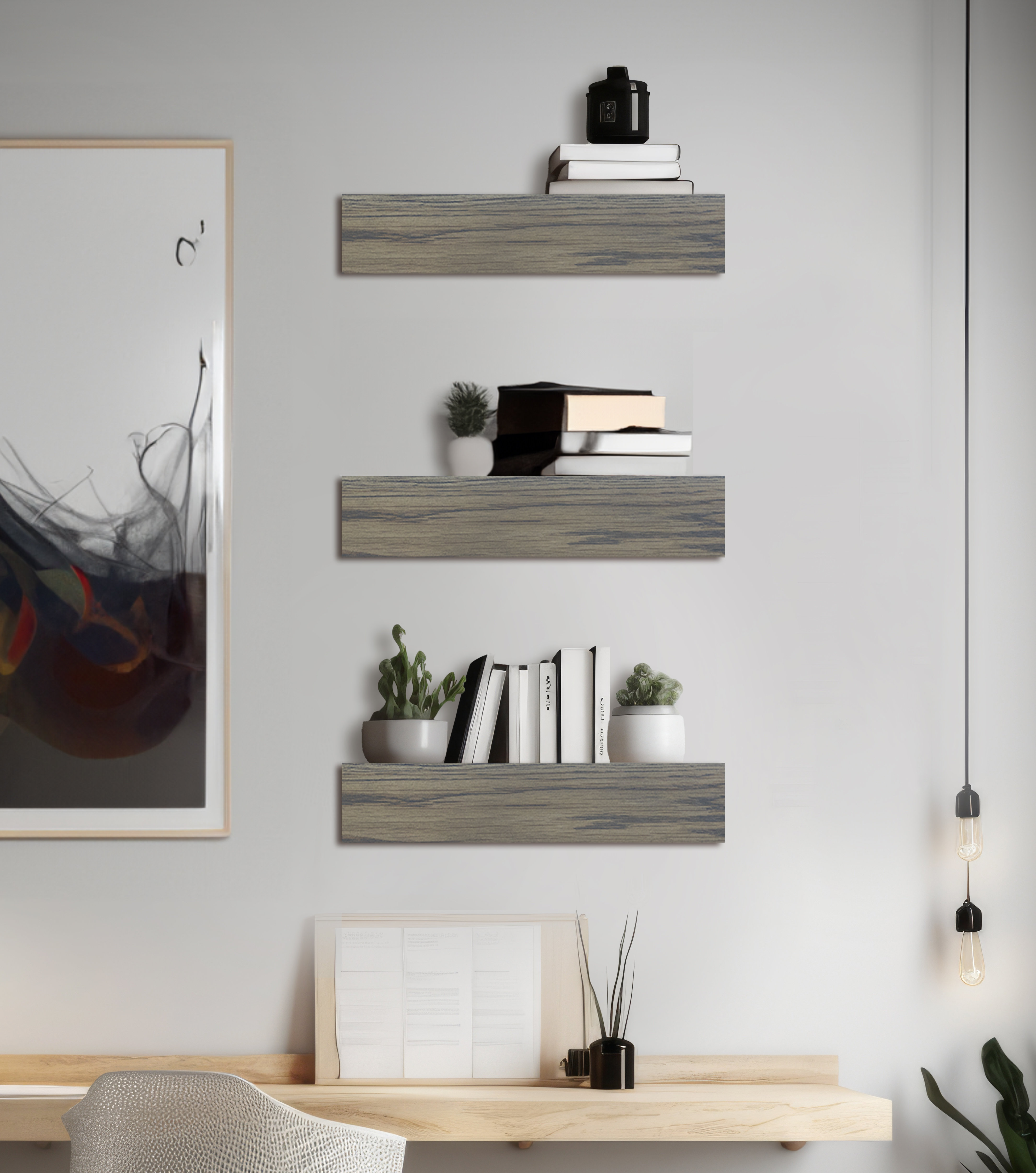 Rayne Mirrors Emerald Lee 3 Piece Oak Floating Shelf | Wayfair