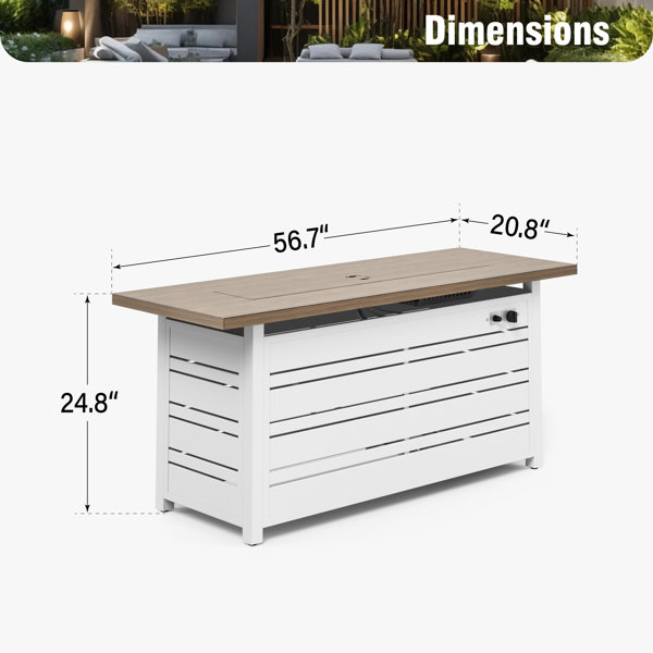 Archie & Oscar™ Niven Rectangle Propane Smokeless Fire Pit Table with ...