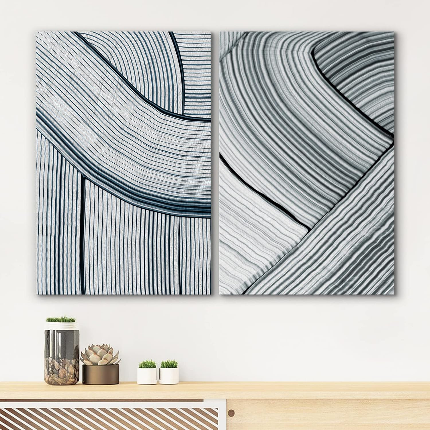 IDEA4WALL Geometric Black Grey Pastel Paint Stroke Abstract Shapes Art ...
