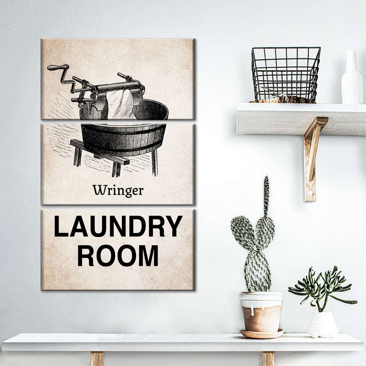Trinx Wringer Laundry Room - 3 Piece Wrapped Canvas Set | Wayfair