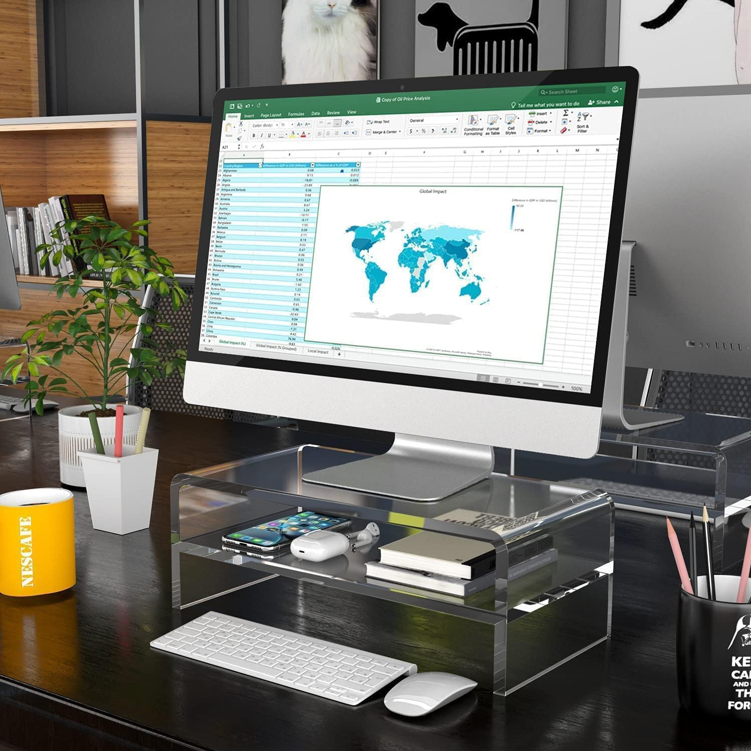 Brayden Studio® Clear Acrylic Monitor Stand 2 Layers For Multimedia PC ...