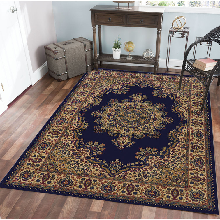 Astoria Grand Northington 1191 Traditional Oriental Navy Area Rug ...