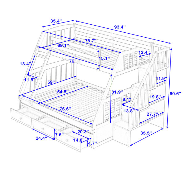 Harriet Bee Haarika Twin over Full 3 Drawer Standard Bunk Bed with ...