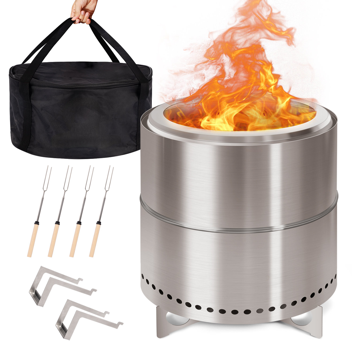 Arlmont & Co. Sausa Stainless Steel Wood Burning Outdoor Fire Pit | Wayfair