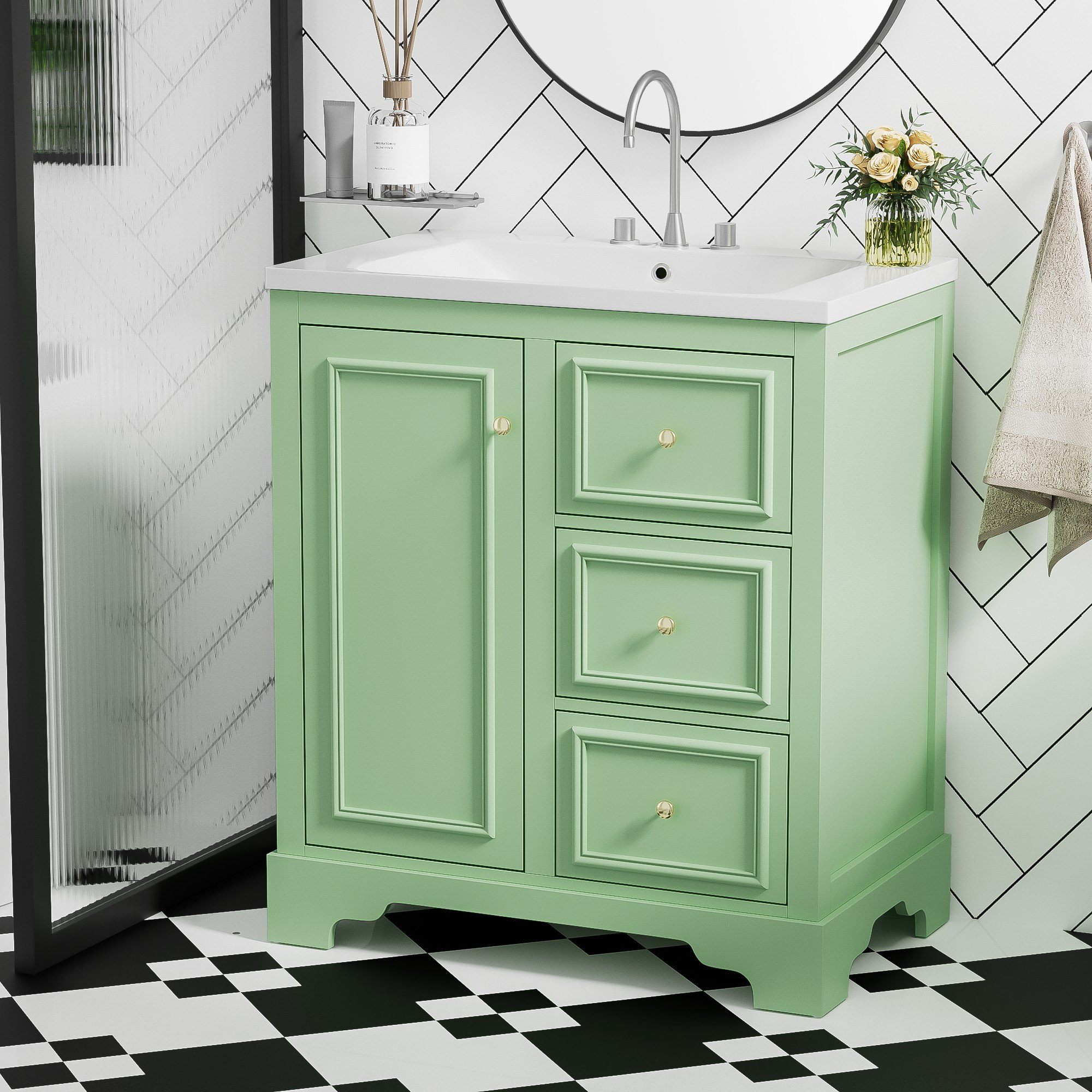 Ebern Designs Modern Bathroom Vanity with 3 Drawers | Wayfair