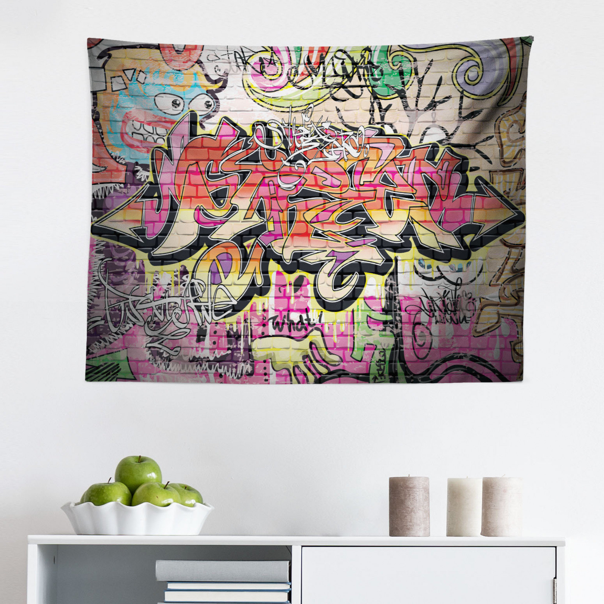East Urban Home Urban Graffiti Tapestry, Wild Style Complex Creative ...