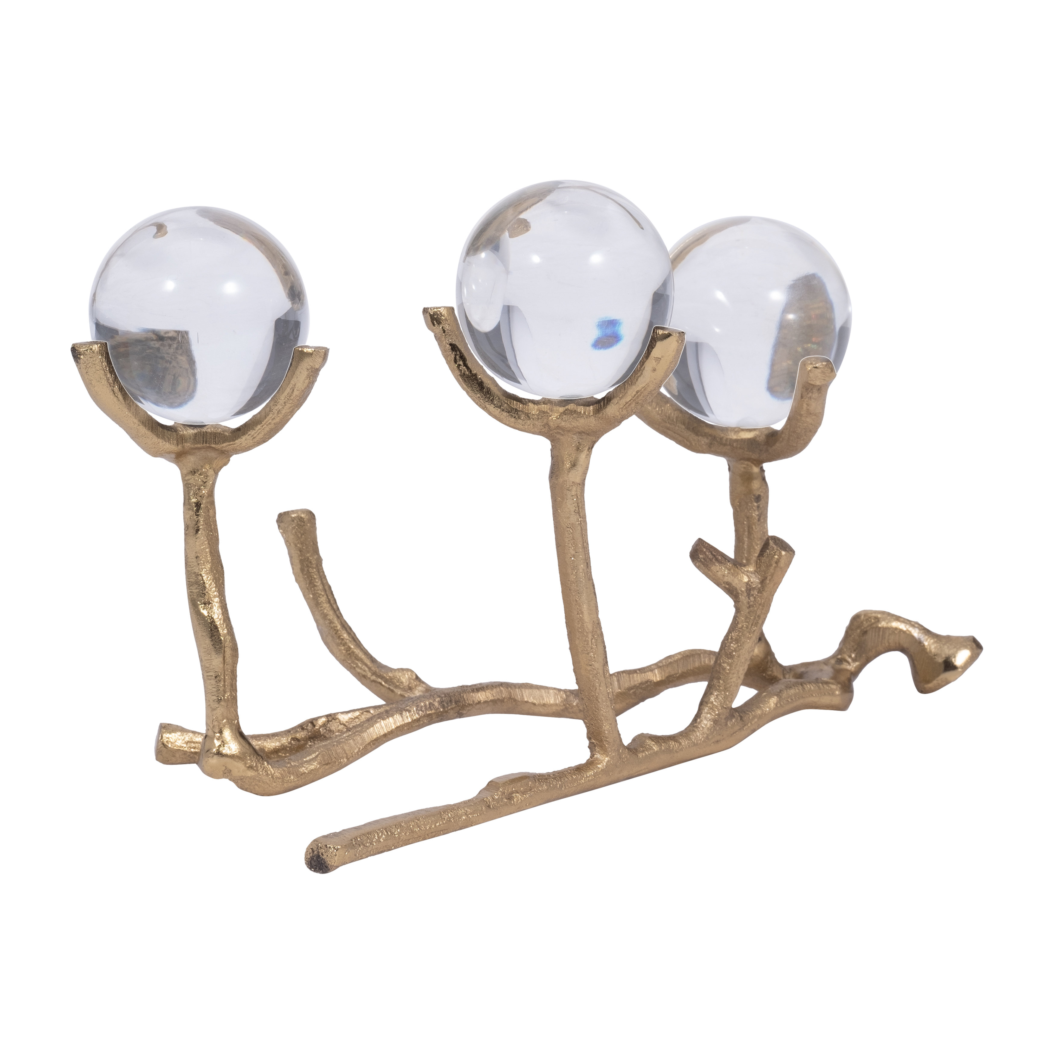 Mercer41 Gold Metal Twigs with Acrylic Balls Sculpture, Artisan Crafted ...