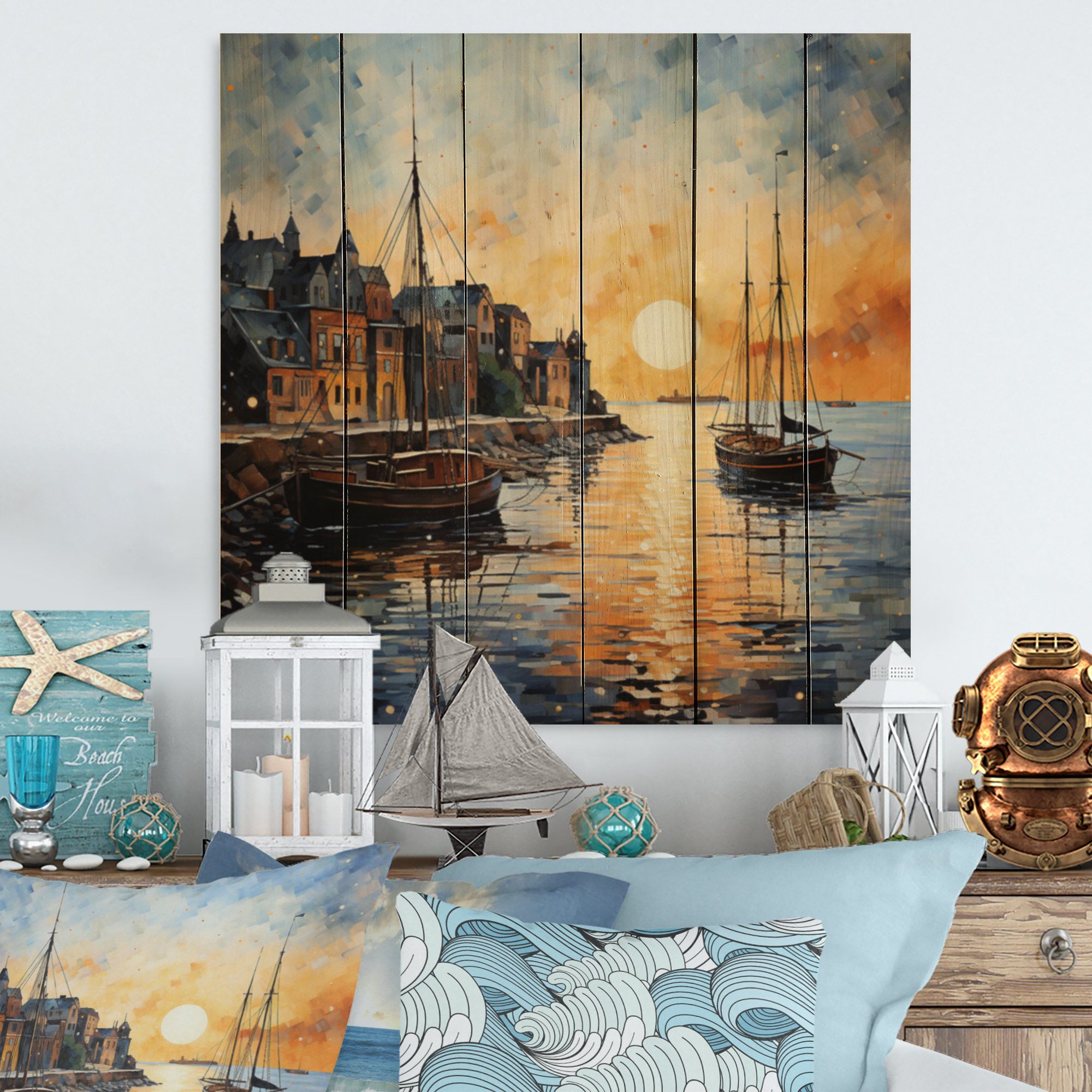 Longshore Tides Coastal Port Of Tranquility XI On Wood Print | Wayfair