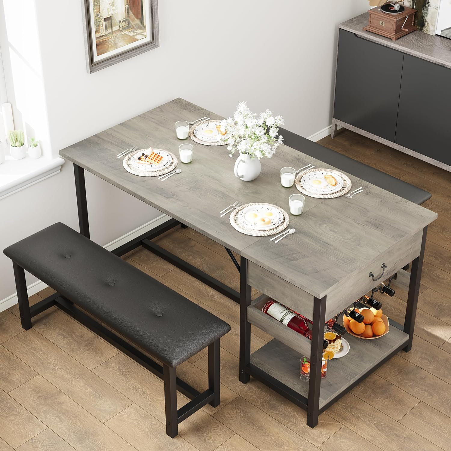 Mercer41 Dining Table Set For 4, Kitchen Dining Table Set With ...