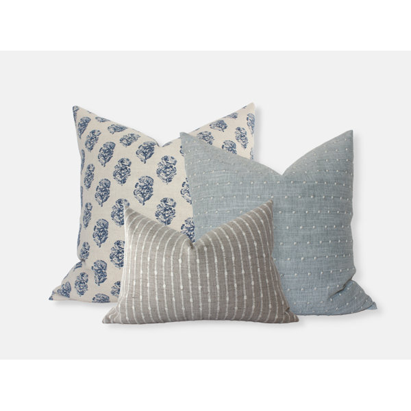 Textileish Light Blue Throw Pillow Set, Sofa Pillow Cover Set Of 3 ...