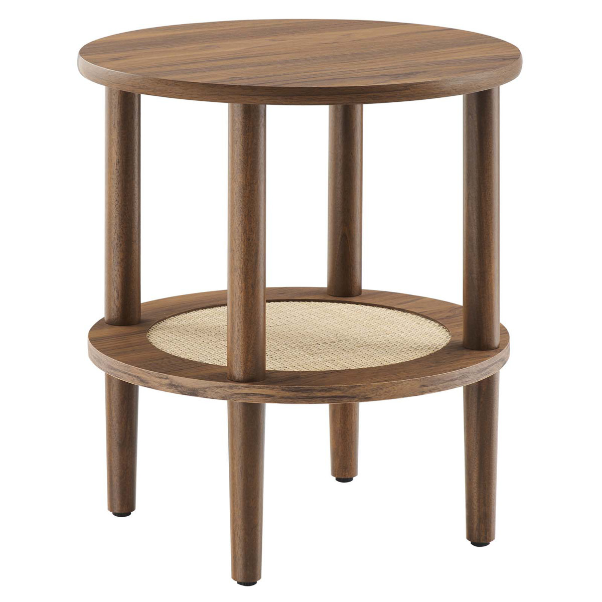 Modway Torus Round Side Table with Rattan Shelf | Wayfair