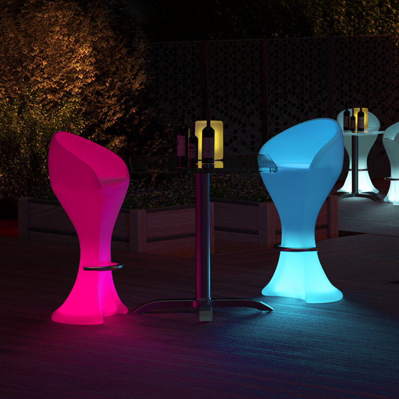 MoNiBloom 3 Piece 2 - Person LED Light Up Bar Stool and Table Modern ...