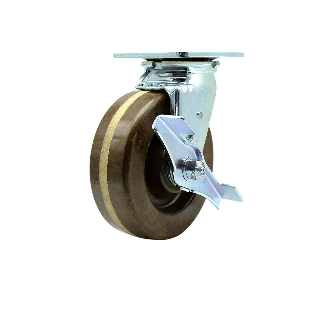 Service Caster Phenolic Caster with Roller Bearing and Brake | Wayfair