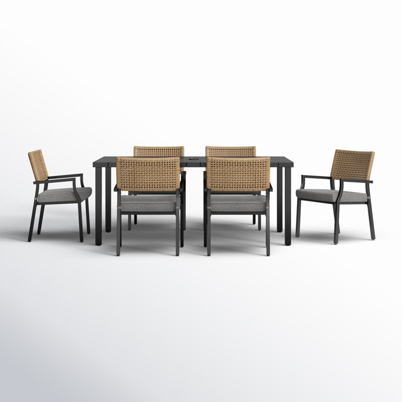 Joss & Main Aiden 6-Person Steel Outdoor Dining Sets With Cushion ...